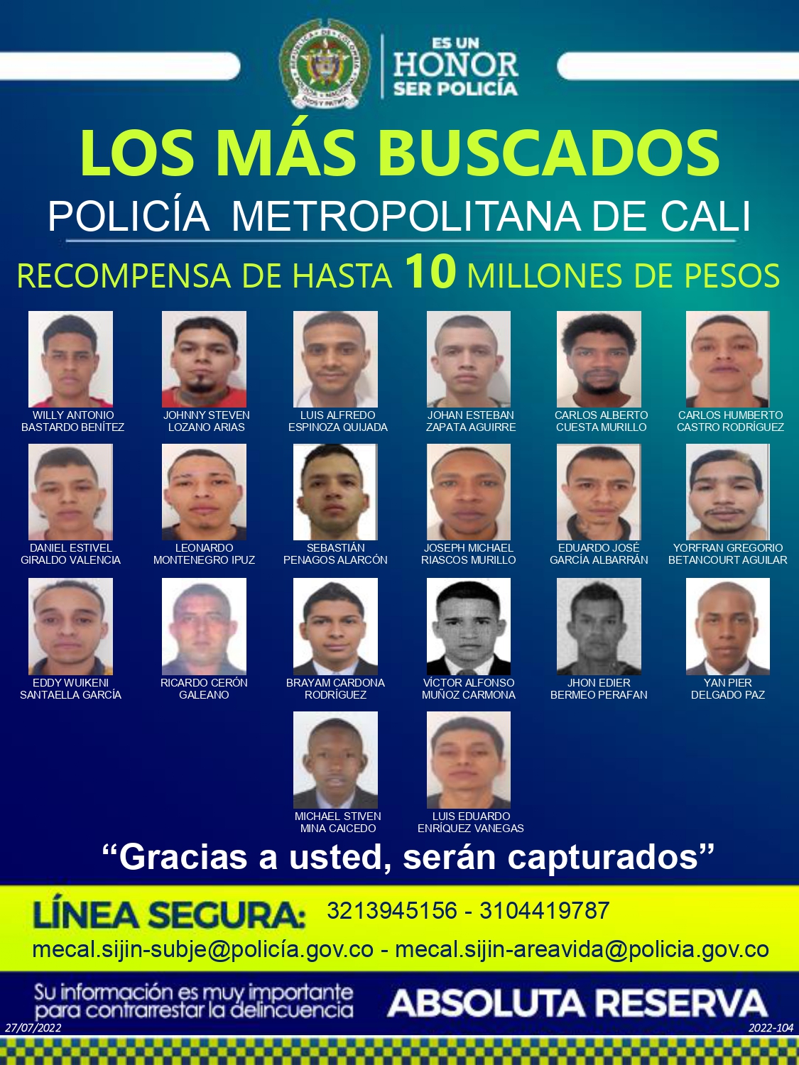 Revelan Los 20 Delincuentes Más Buscados En Cali