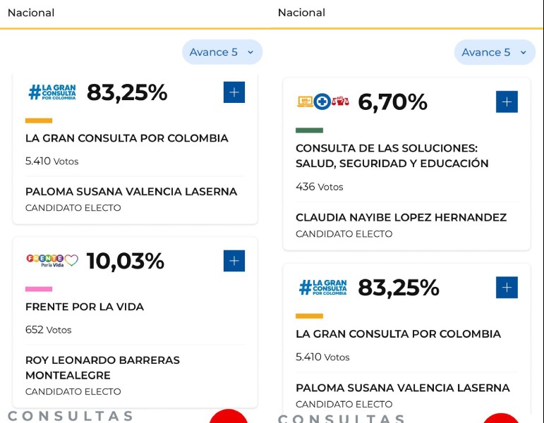 Boletín 5: resultados consultas presidenciales